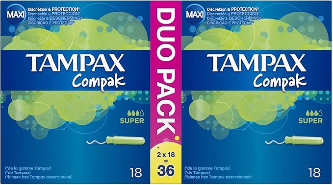 Tampax Compak Super Tampons (Pack of 32 units) Compact Protection ...